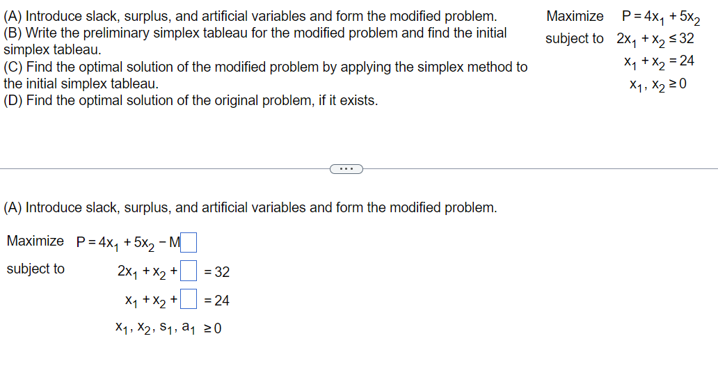 Solved (A) ﻿Introduce slack, surplus, and artificial | Chegg.com