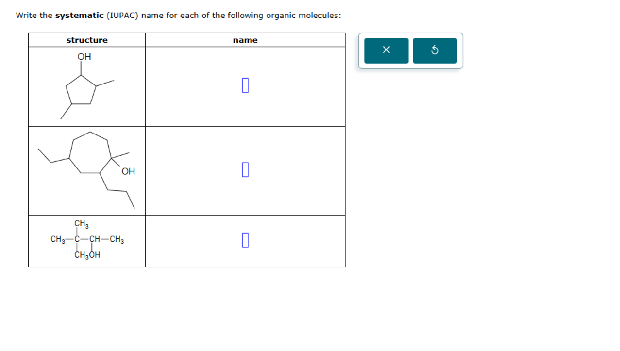 Solved Write the systematic (IUPAC) ﻿name for each of the | Chegg.com