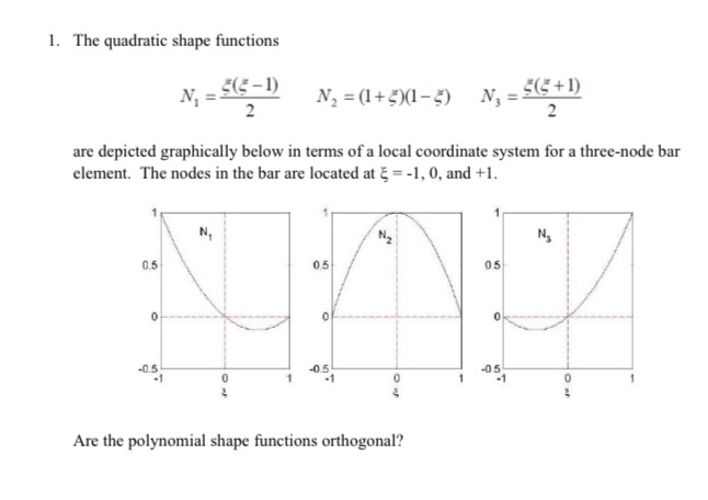 Solved 1. The quadratic shape functions N. - 5-1) N= | Chegg.com