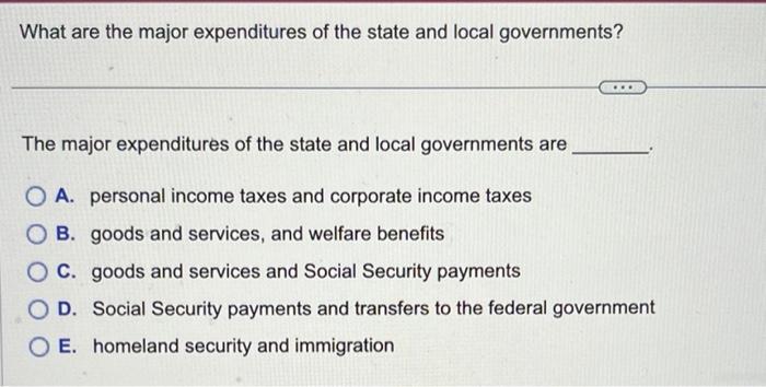 Solved What are the major expenditures of the state and | Chegg.com