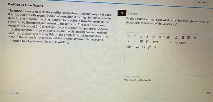 Solved Return 3 Position vs Time Graphs The motion sensor | Chegg.com