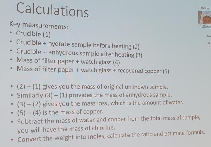 Solved Mass of crucible Mass of crucible and hydrated sample | Chegg.com