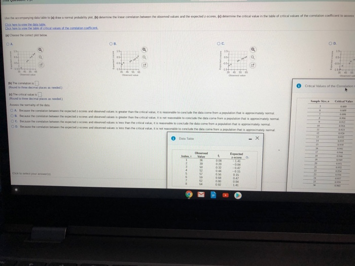 Solved the the accompanying datatable to draw a normal | Chegg.com
