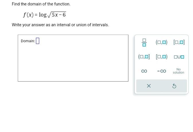 Solved Find the domain of the function. f(x)=log5x−6 Write | Chegg.com