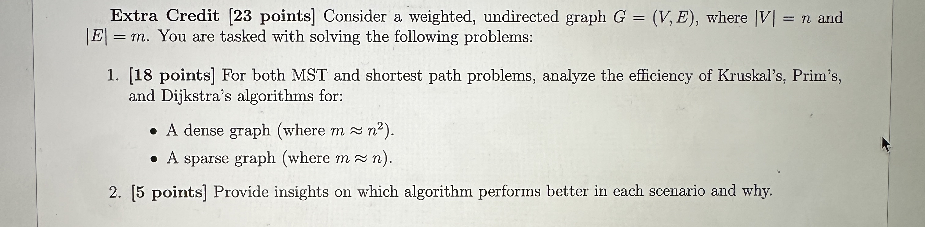 Solved Extra Credit [23 ﻿points] ﻿Consider a weighted, | Chegg.com