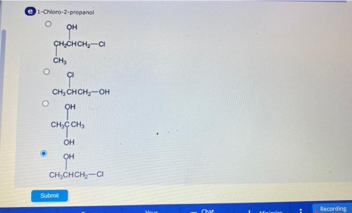 Solved e 1-Chloro-2-propanol Submit | Chegg.com