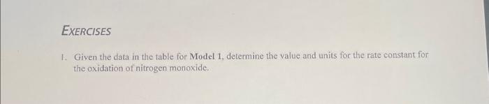 Solved 1. Given the data in the table for Model 1, determine | Chegg.com