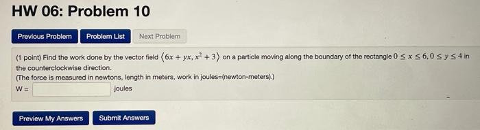 Solved HW 06: Problem 10 Previous Problem Problem List Next | Chegg.com