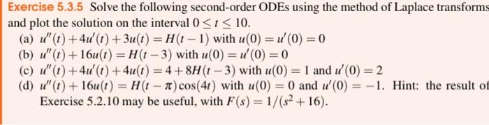 Solved Exercise 5.3.5 Solve the following second-order ODEs | Chegg.com