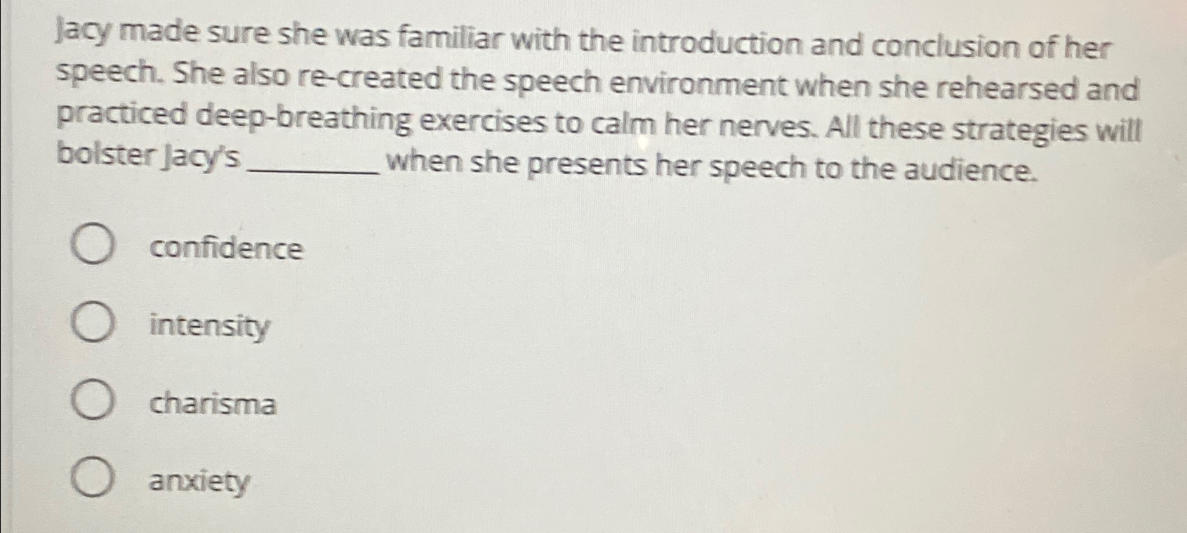 Solved Jacy made sure she was familiar with the introduction | Chegg.com