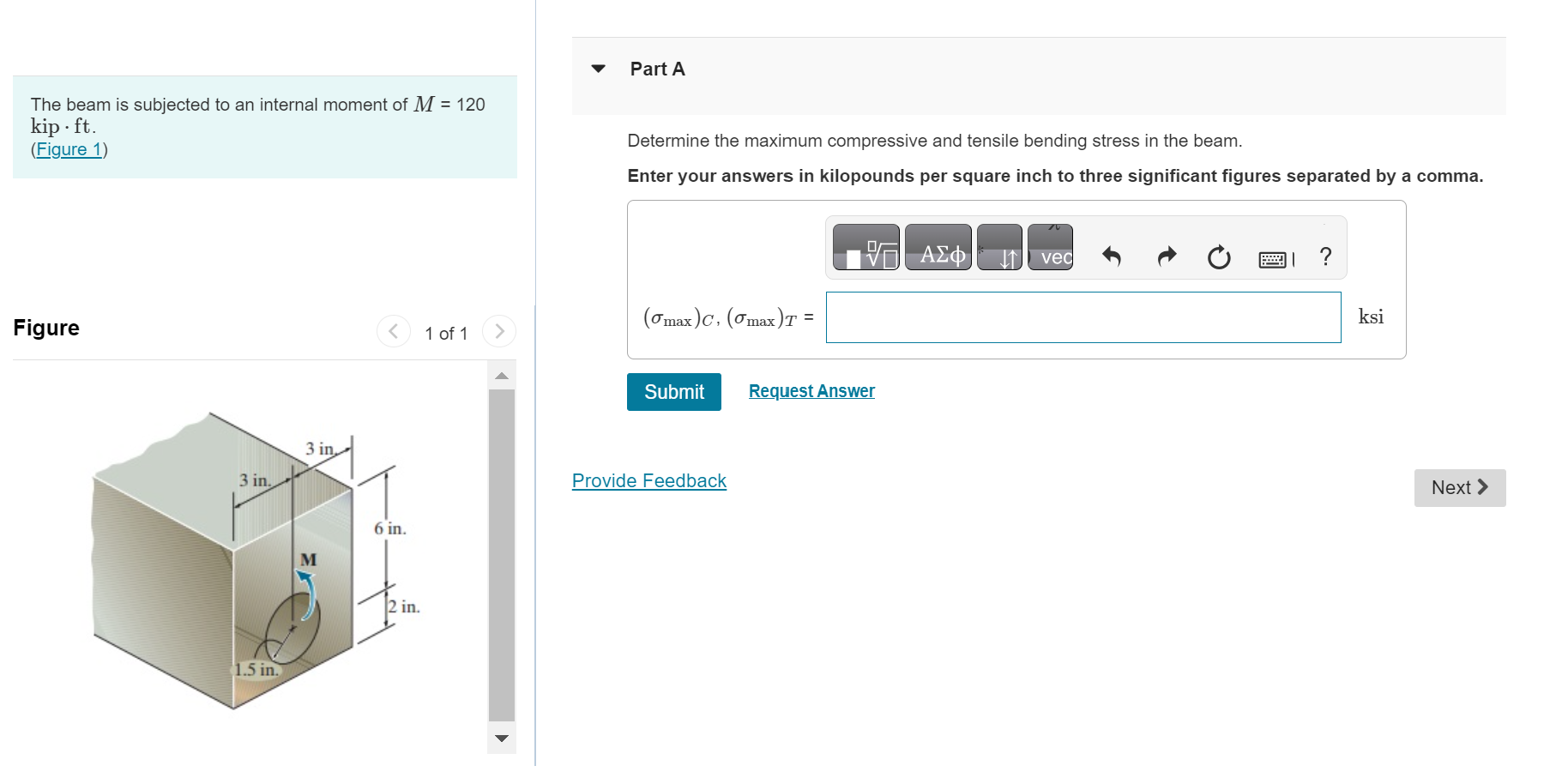 Solved Part AThe beam is subjected to an internal moment of | Chegg.com