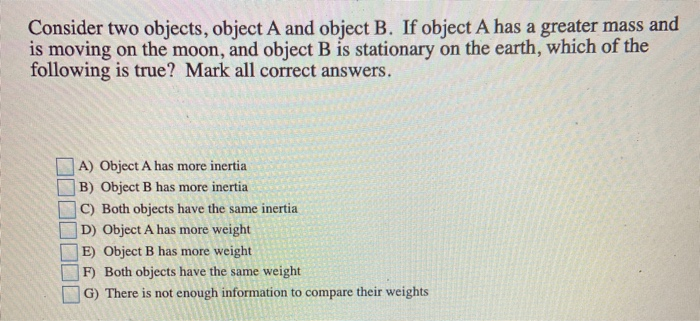 Solved Consider Two Objects Object A And Object B If