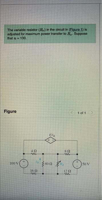Solved The variable resistor (R.) in the circuit in (Figure | Chegg.com