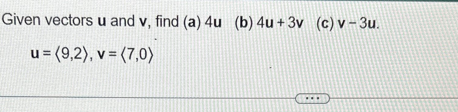Solved Given vectors u ﻿and v, ﻿find | Chegg.com
