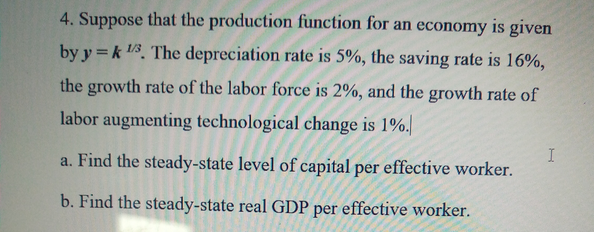Solved Suppose that the production function for an economy | Chegg.com