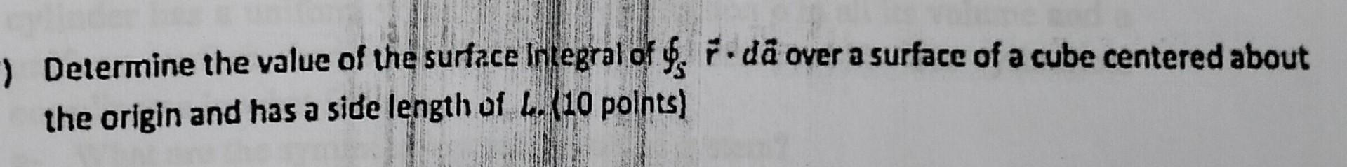 Solved Determine the value of the surface integral of | Chegg.com