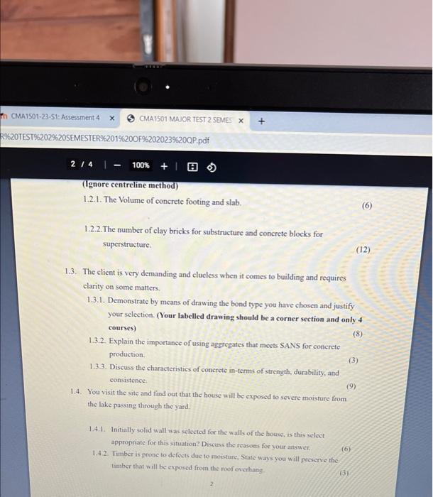 Solved 1.2.2. The number of clay bricks for substructure and | Chegg.com