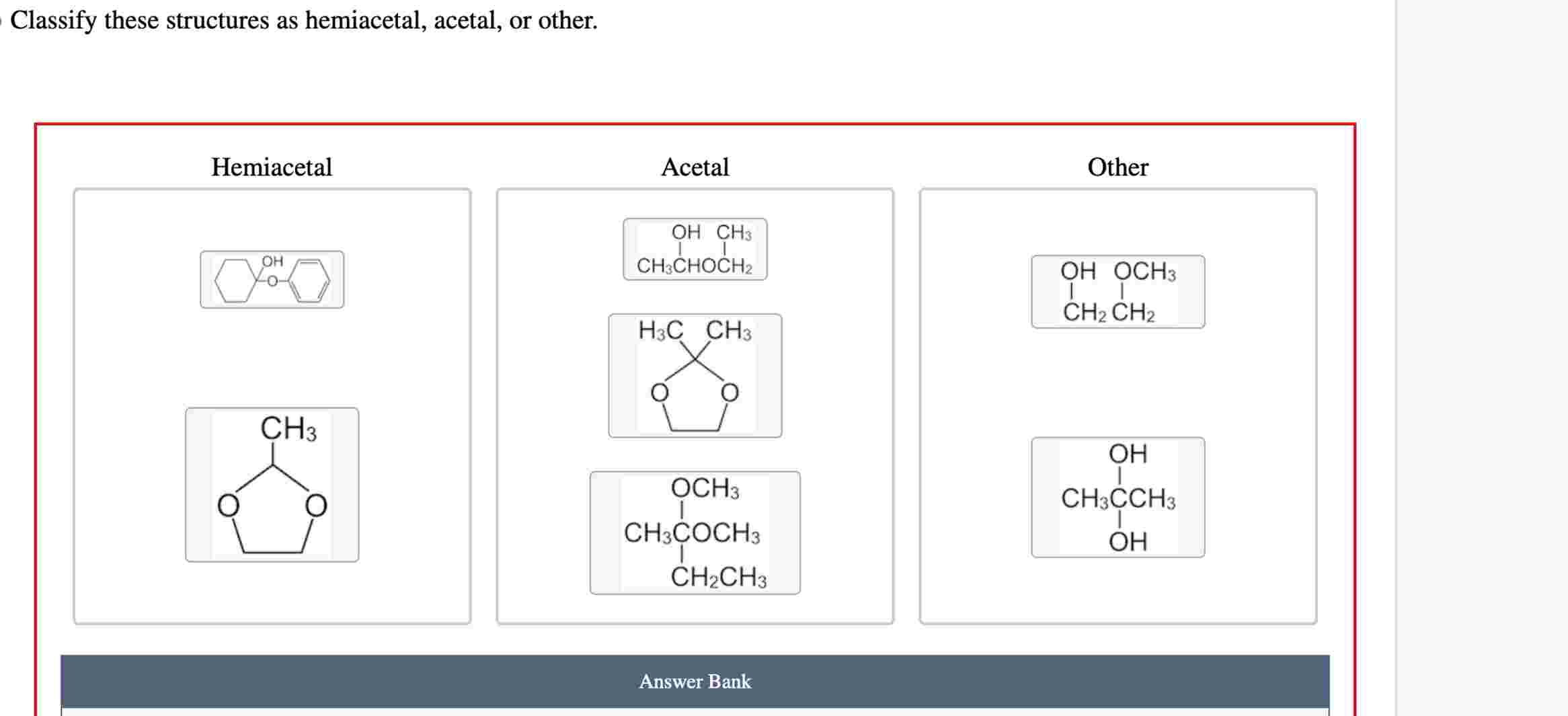 Solved Classify these structures as hemiacetal, acetal or | Chegg.com