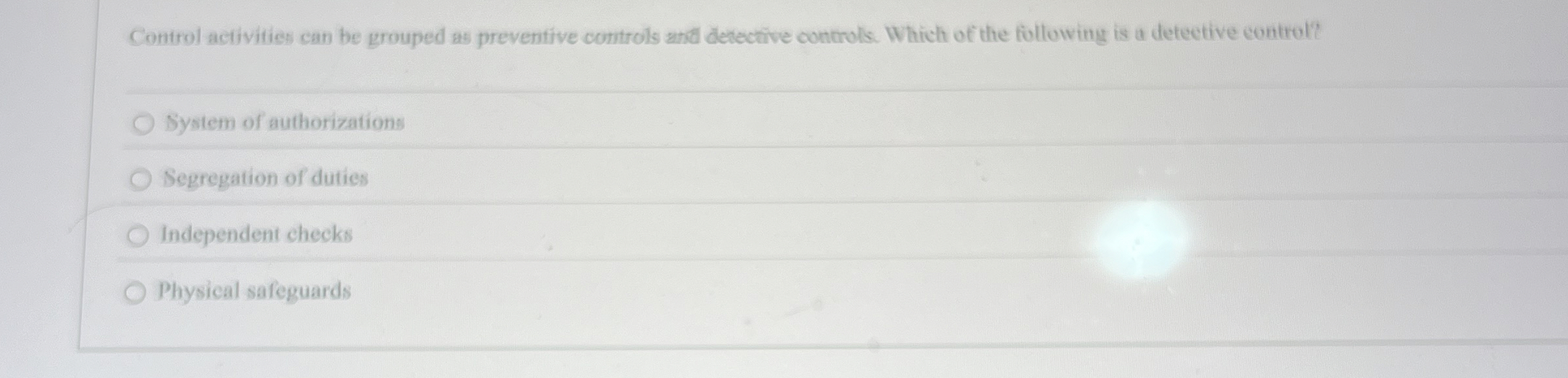 Solved Control activities can be grouped as preventive | Chegg.com