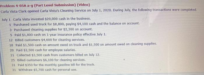 Solved Problem 4-05A a-g (Part Level Submission) (Video) | Chegg.com