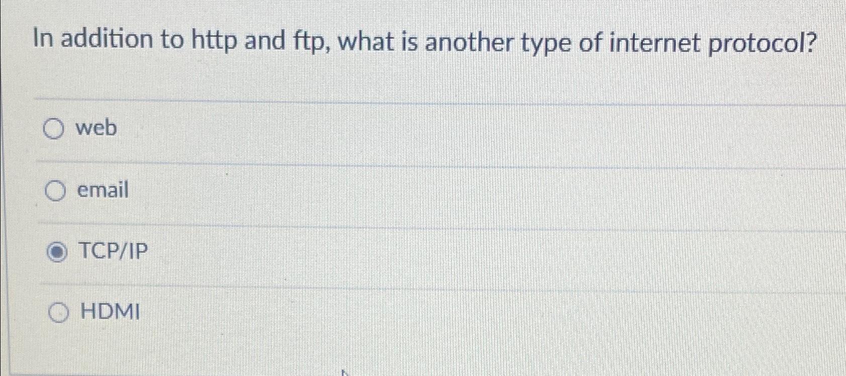 Solved In addition to http and ftp, ﻿what is another type of | Chegg.com