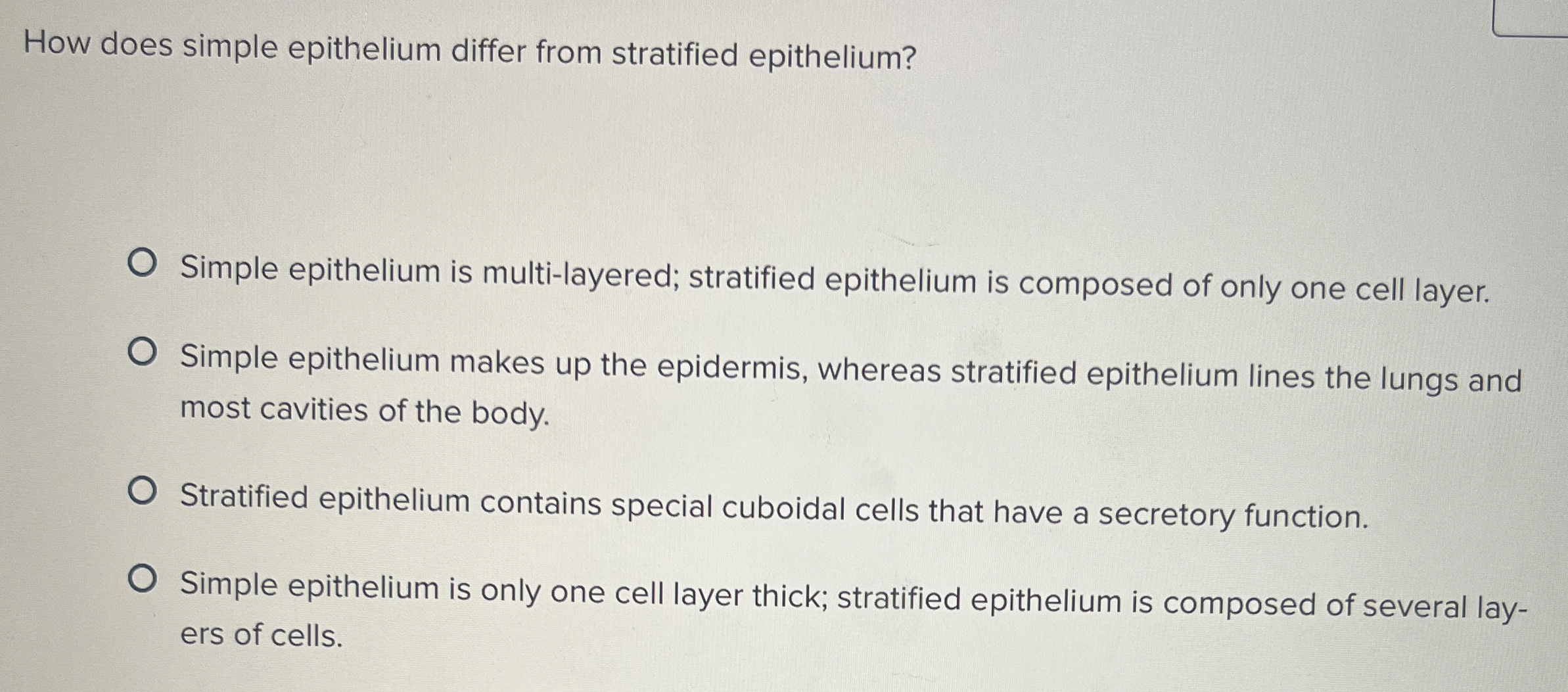 Solved How does simple epithelium differ from stratified | Chegg.com