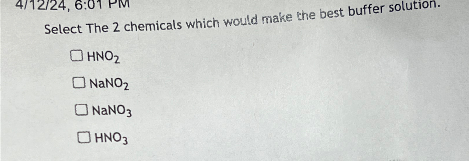 Solved Select The 2 ﻿chemicals which would make the best | Chegg.com