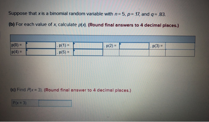 Solved Suppose that x is a binomial random variable with | Chegg.com