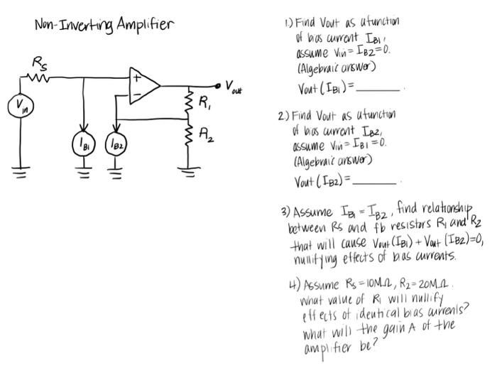 Non-Inverting Amplifier 1.) Find Vout as afunction of | Chegg.com