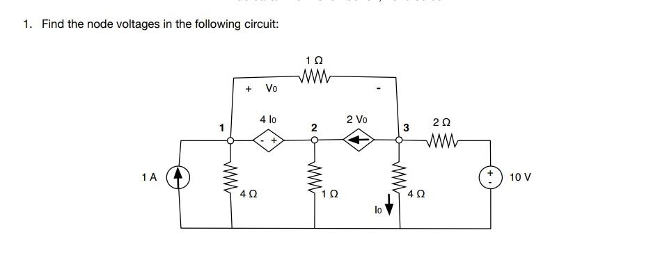 1. Find the node voltages in the following circuit: | Chegg.com