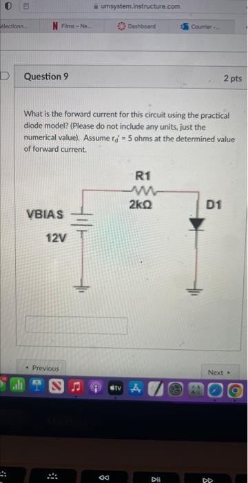 Solved What is the forward current for this circuit using | Chegg.com