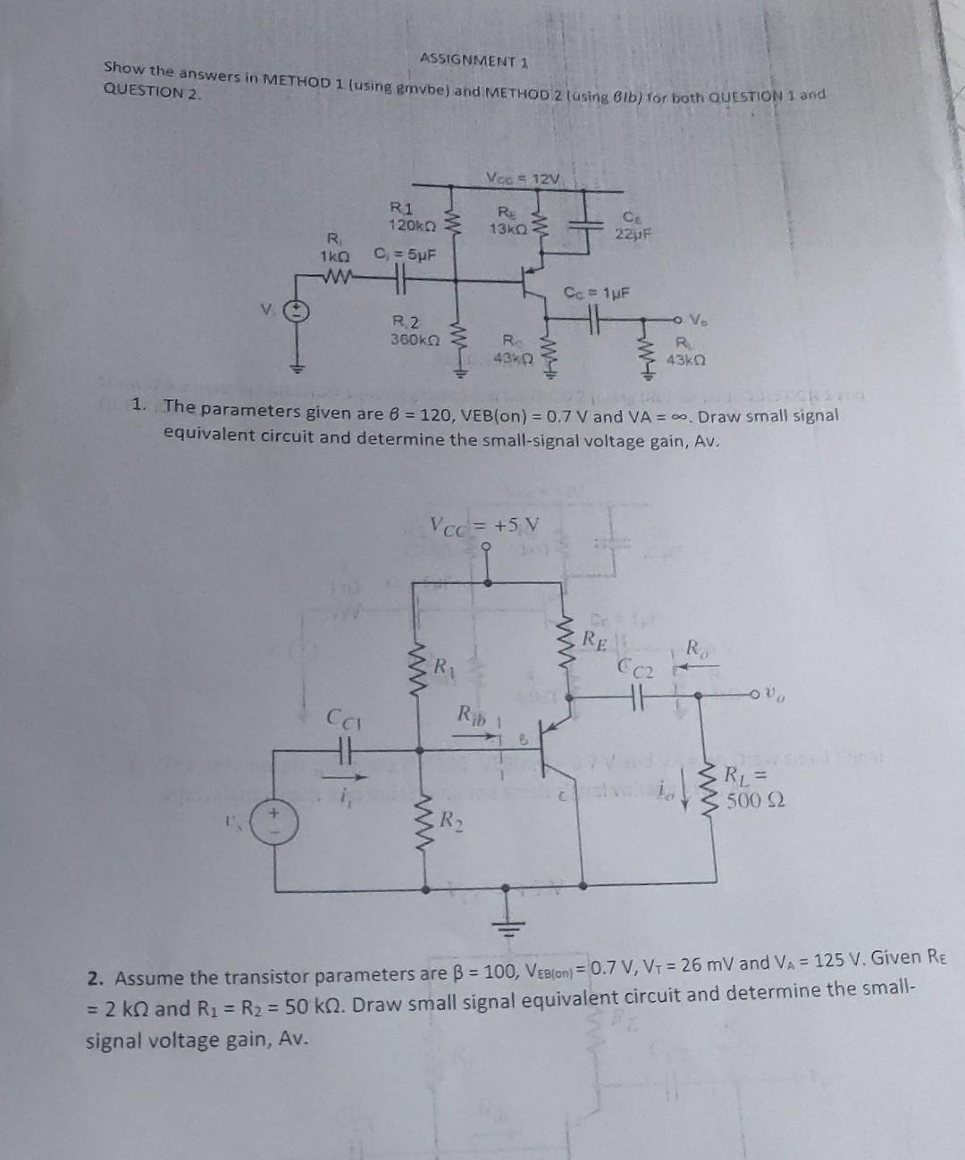 Solved ASSIGNMENT 1 Show the answers in METHOD 1 (using | Chegg.com