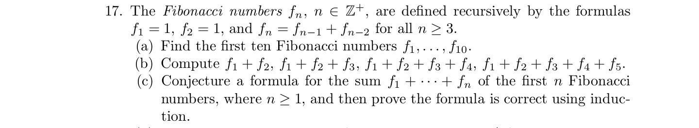 Solved 7. The Fibonacci numbers fn,n∈Z+, are defined | Chegg.com