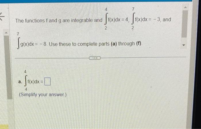 Solved The functions f and g are integrable and | Chegg.com