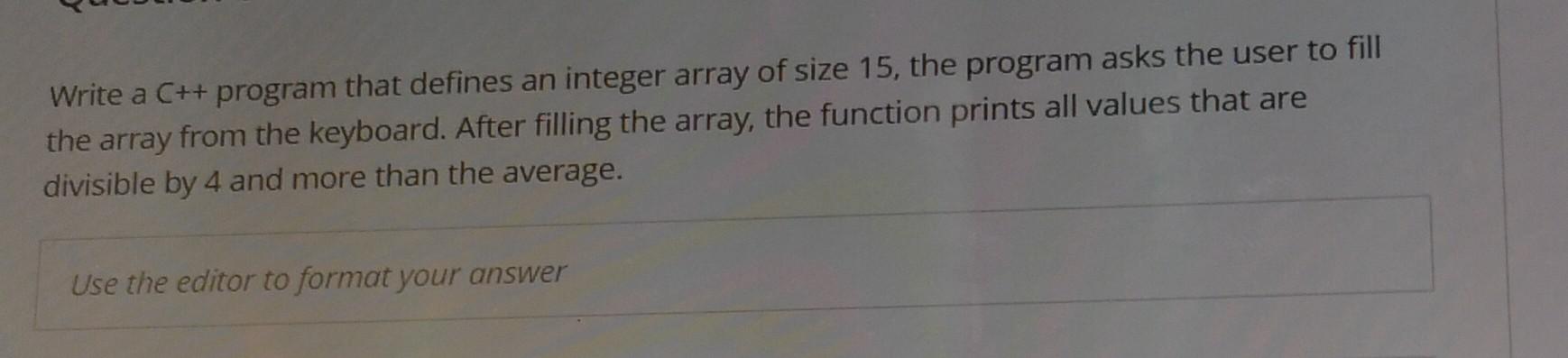 Solved Write A C Program That Defines An Integer Array Of