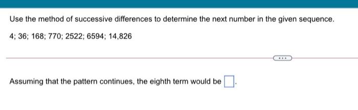 Solved Use the method of successive differences to determine | Chegg.com