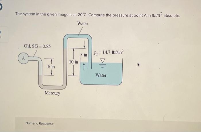 Solved The system in the given image is at 20∘C. Compute the | Chegg.com