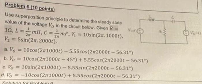 Solved Use superposition principle to determine the steady | Chegg.com