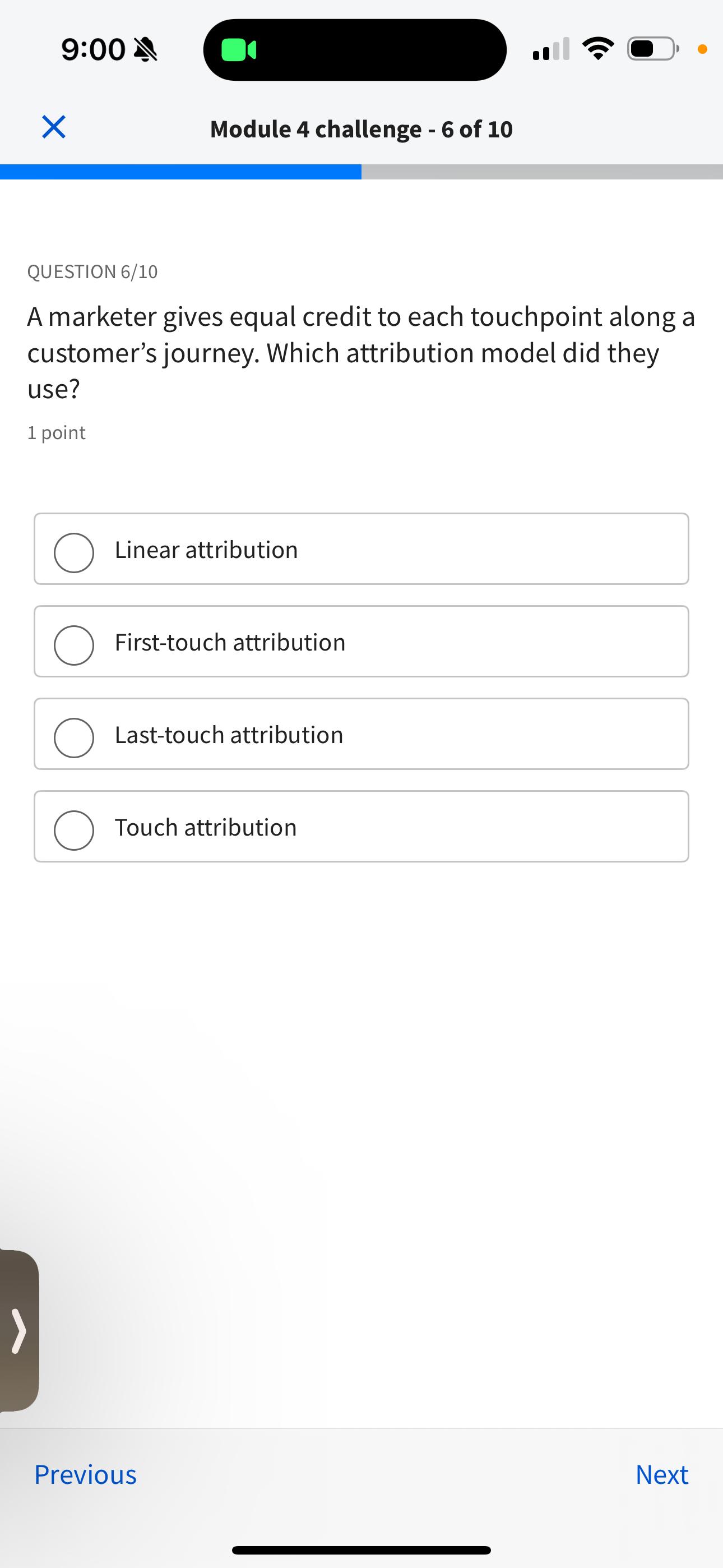 Solved Module 4 ﻿challenge - 6 ﻿of 10QUESTION 6/10A marketer | Chegg.com