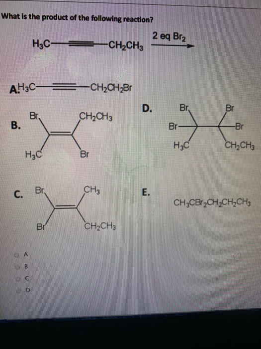 Solved What is the product of the following reaction? 2 eg | Chegg.com