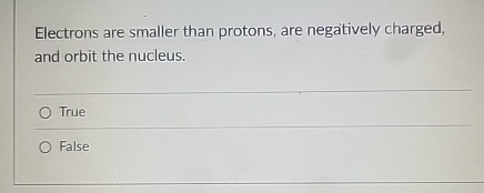 Solved Electrons are smaller than protons, are negatively | Chegg.com
