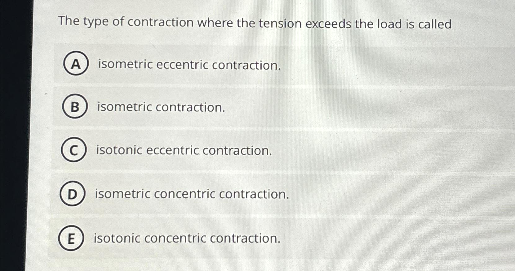 Solved The type of contraction where the tension exceeds the | Chegg.com