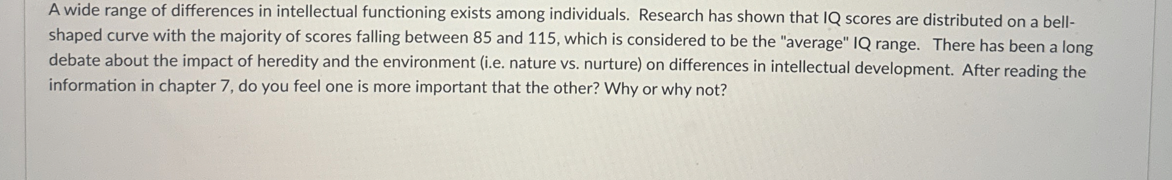 Solved A wide range of differences in intellectual | Chegg.com