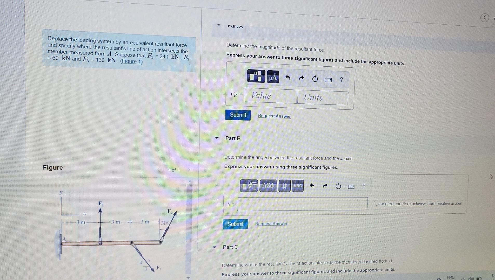 Solved Replace the loading system by an equivalent resultant | Chegg.com