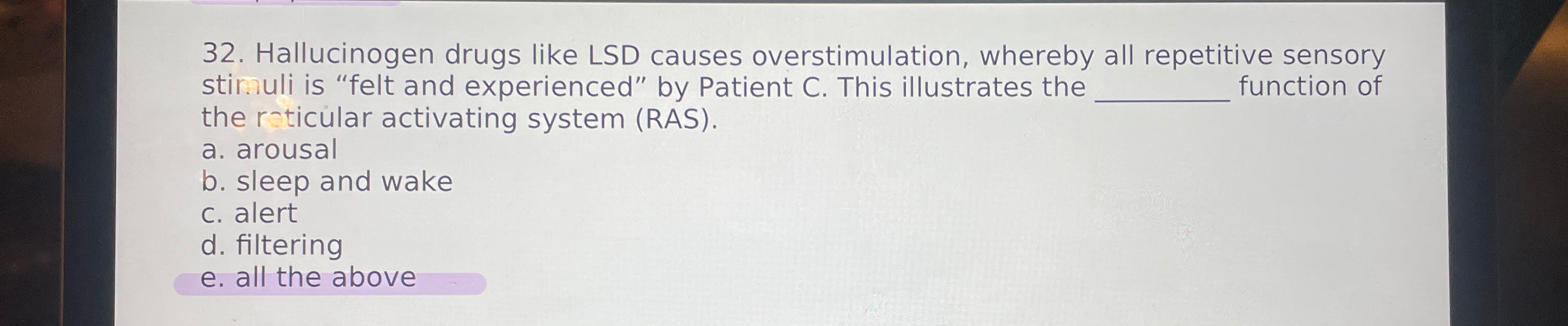Solved Hallucinogen drugs like LSD causes overstimulation, | Chegg.com