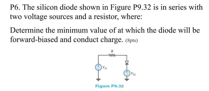 Solved P6. The silicon diode shown in Figure P9.32 is in | Chegg.com
