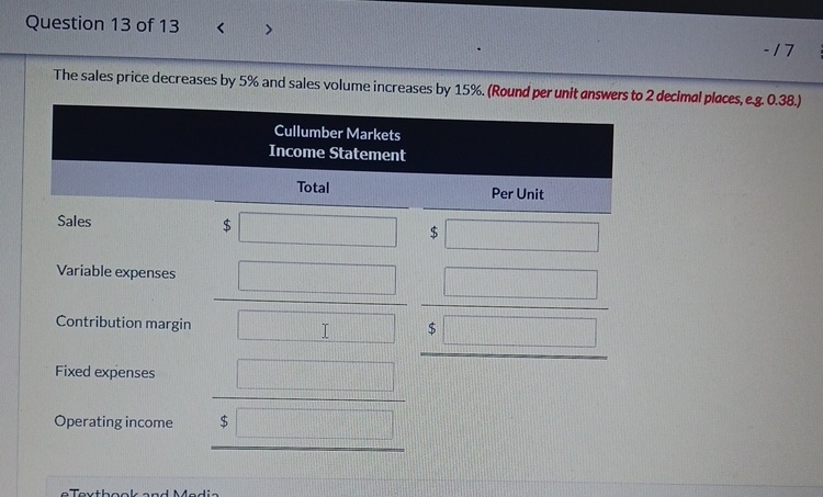 Solved Question 13 ﻿of 13-7The sales price decreases by 5% | Chegg.com