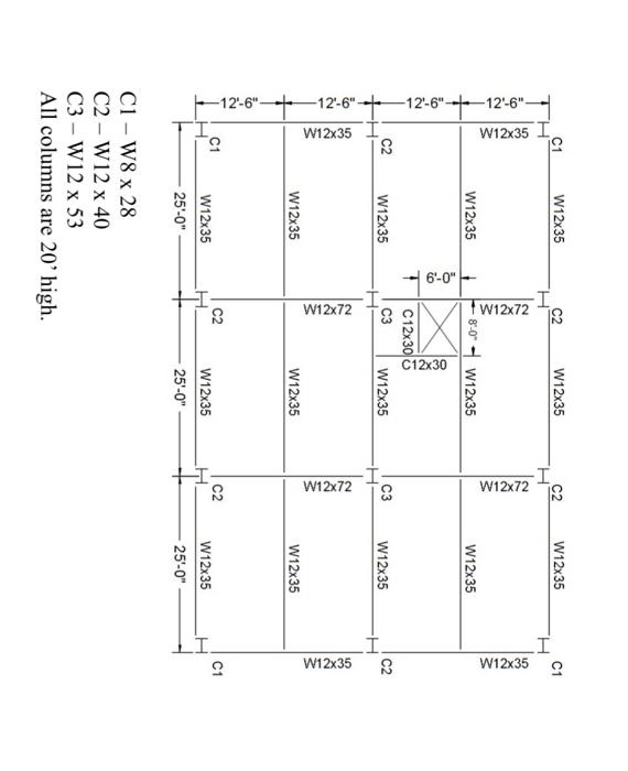 Solved C1−W8×28C2−W12×40 C3-W12 x 53 All columns are 20' | Chegg.com