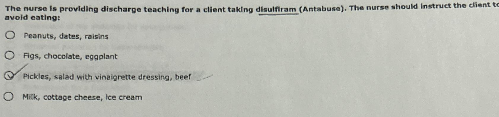 Solved The nurse is providing discharge teaching for a | Chegg.com