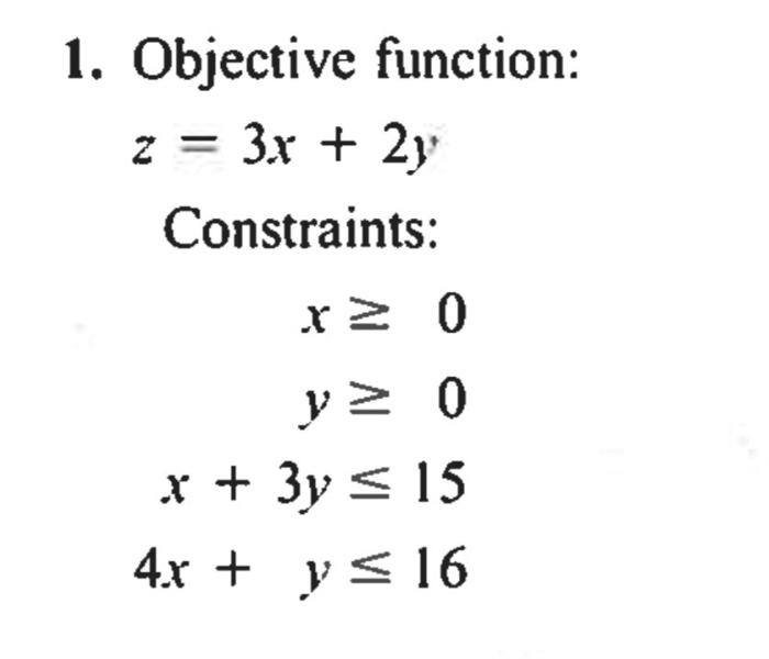 Solved 1 Objective Function Z 3x 2y Constraints